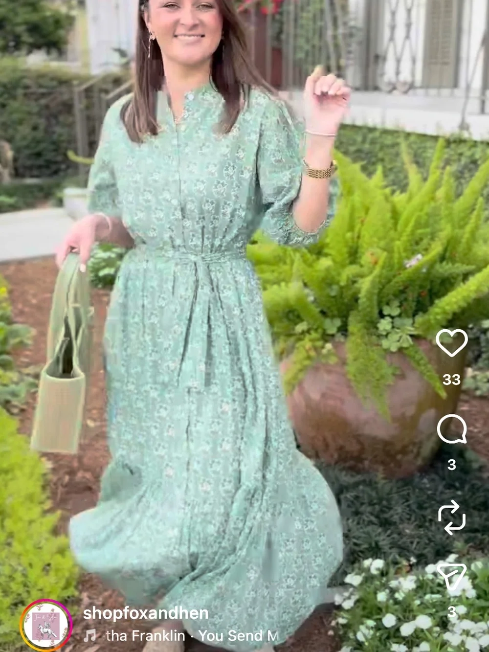 Fox & Hen | Dresses | Fox And Hen Green Floral Block Print Meg Midi ...